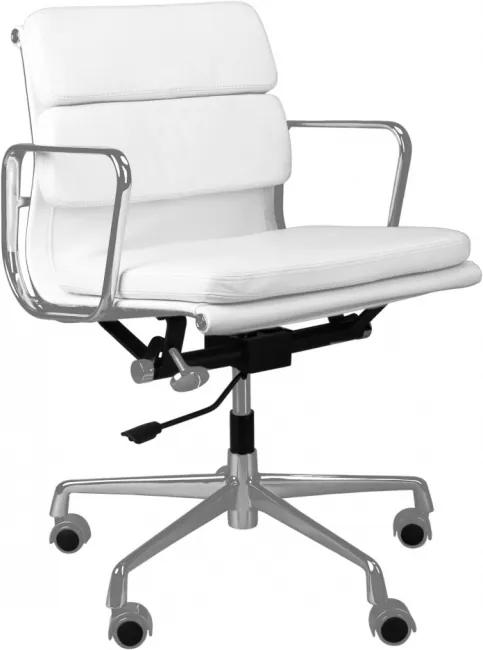 Kancelářská židle Soft Pad 217, bílá kůže/chrom