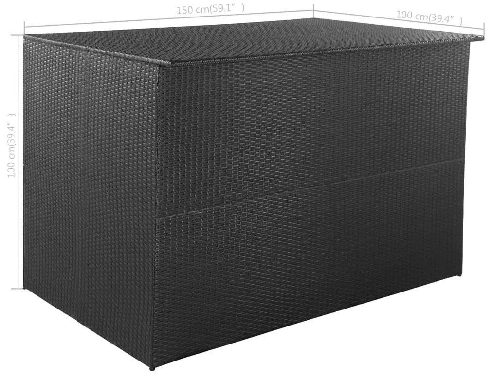 vidaXL Marketos Zahradní úložný box černý 150 x 100 x 100 cm polyratan