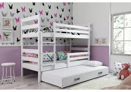 Dětská patrová postel ERYK s výsuvným lůžkem 80x160 cm - bílá Růžová