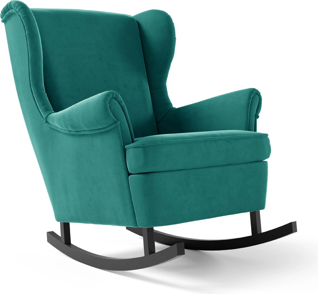 Eka Houpací křeslo ušák MAYA Výběr nohou: Bílé, Barva látky: Hořčicová (Riviera 41)