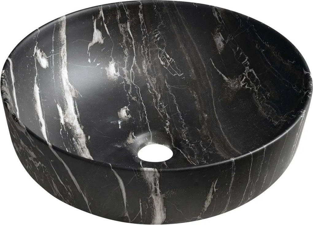 Sapho - Umyvadlo na desku Rondea, průměr 41 cm, bez přepadu, bez otvoru pro baterii, carnico mramor AR445CM