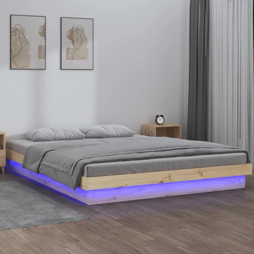 Rám postele s LED světlem 135 x 190 cm Double masivní dřevo,  820012