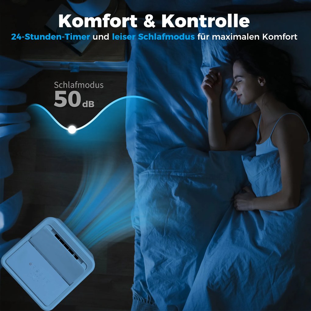 Mobilní klimatizace s odtahovou hadicí 12000 BTU 3,5 kW, 5 v 1, 24hodinový časovač, dálkové ovládání do 35㎡