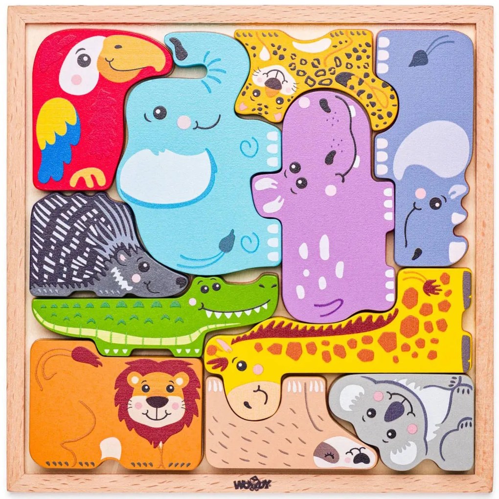 WOODY DŘEVO Puzzle zvířátka 11 dílků na desce *DŘEVĚNÉ HRAČKY* 91995