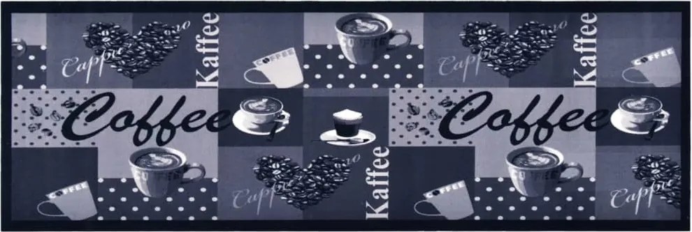 Kuchyňský Koberec Pratelný Coffee Modrý Kávová Modrá 60 x 300 cm