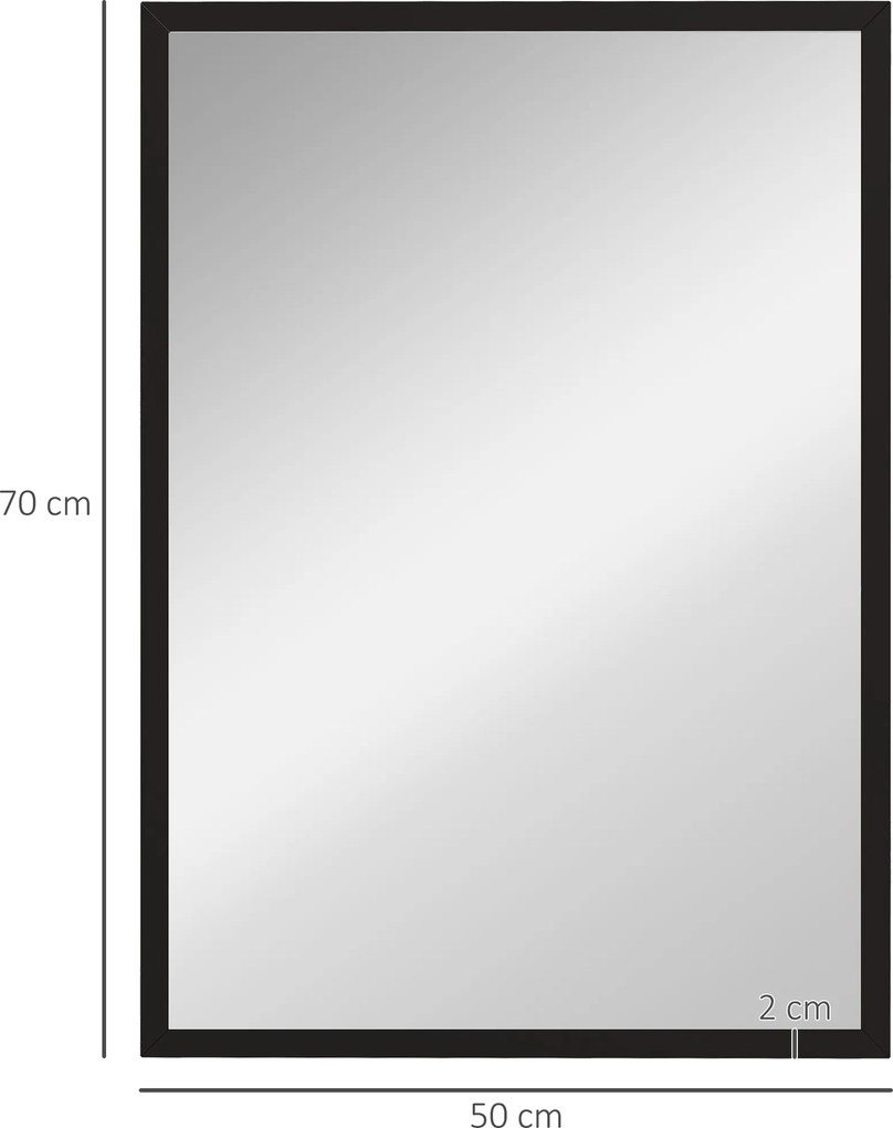 HOMCOM Obdélníkové zrcadlo - Zrcadlo do koupelny 50x70 cm - Dekorativní nástěnné zrcadlo do obývacího pokoje, předsíně, chodby - Horizontální nebo ve…
