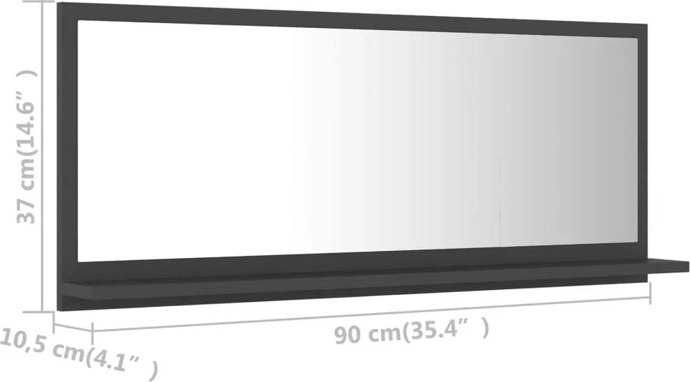 vidaXL Koupelnové zrcadlo 90 x 10,5 x 37 cm dřevotříska [804582] Barva: bílá s vysokým leskem