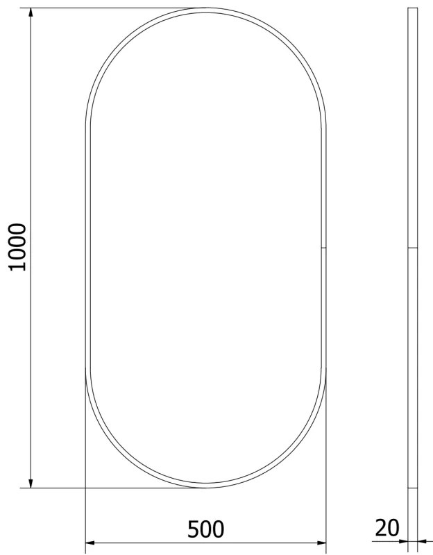 Mexen Loft, oválné koupelnové zrcadlo 100 x 50 cm, barva rámu černá matná, 9851-100-050-000-70