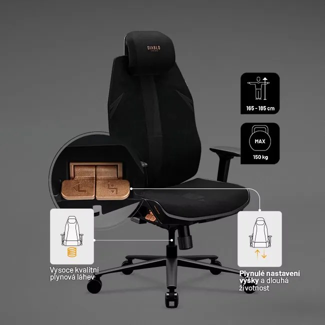 Ergonomická kancelářská židle černá: Diablo V-Flash Ultra Black