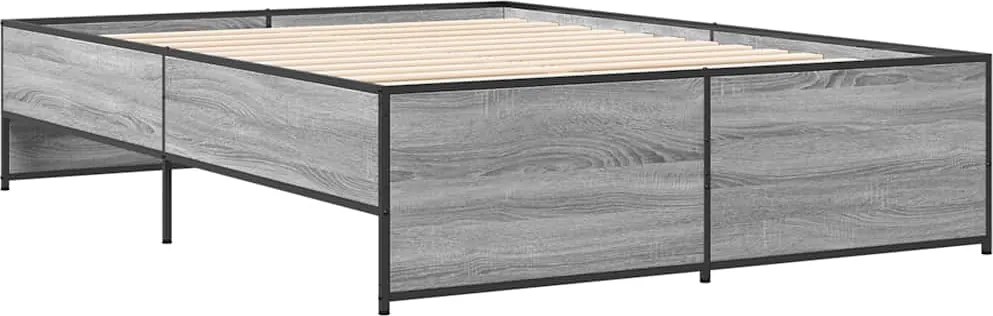 Rám postele šedý sonoma 140 x 190 cm kompozitní dřevo a kov 3279900
