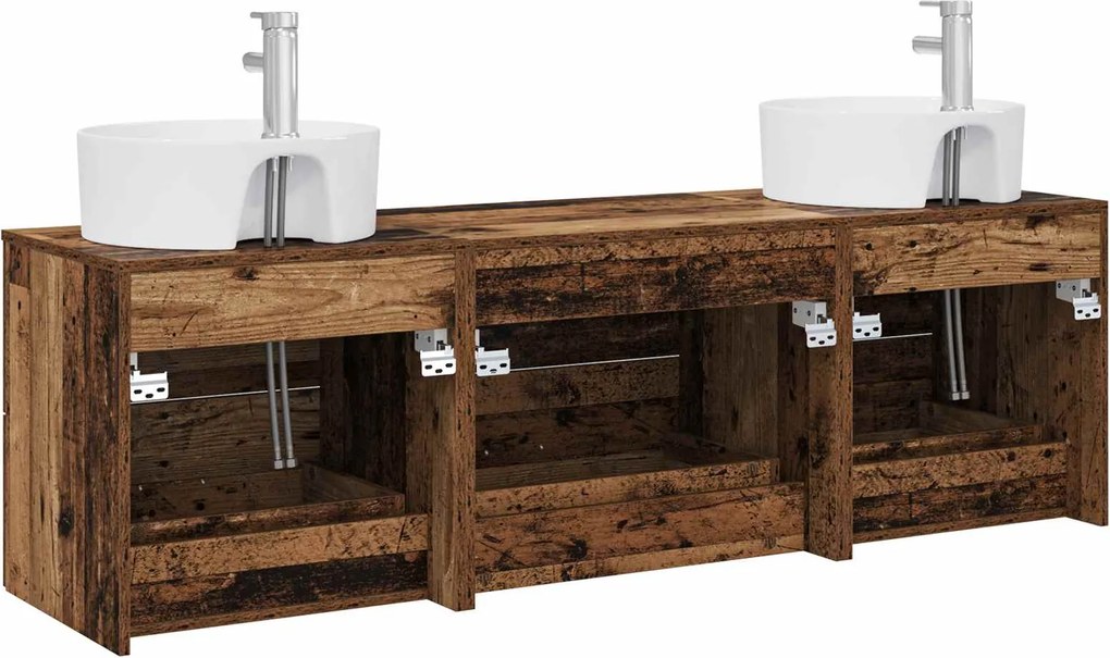 Sada koupelnových skříněk 3 ks Staré dřevo 62,5 x 44,5 x 50 cm 3405873