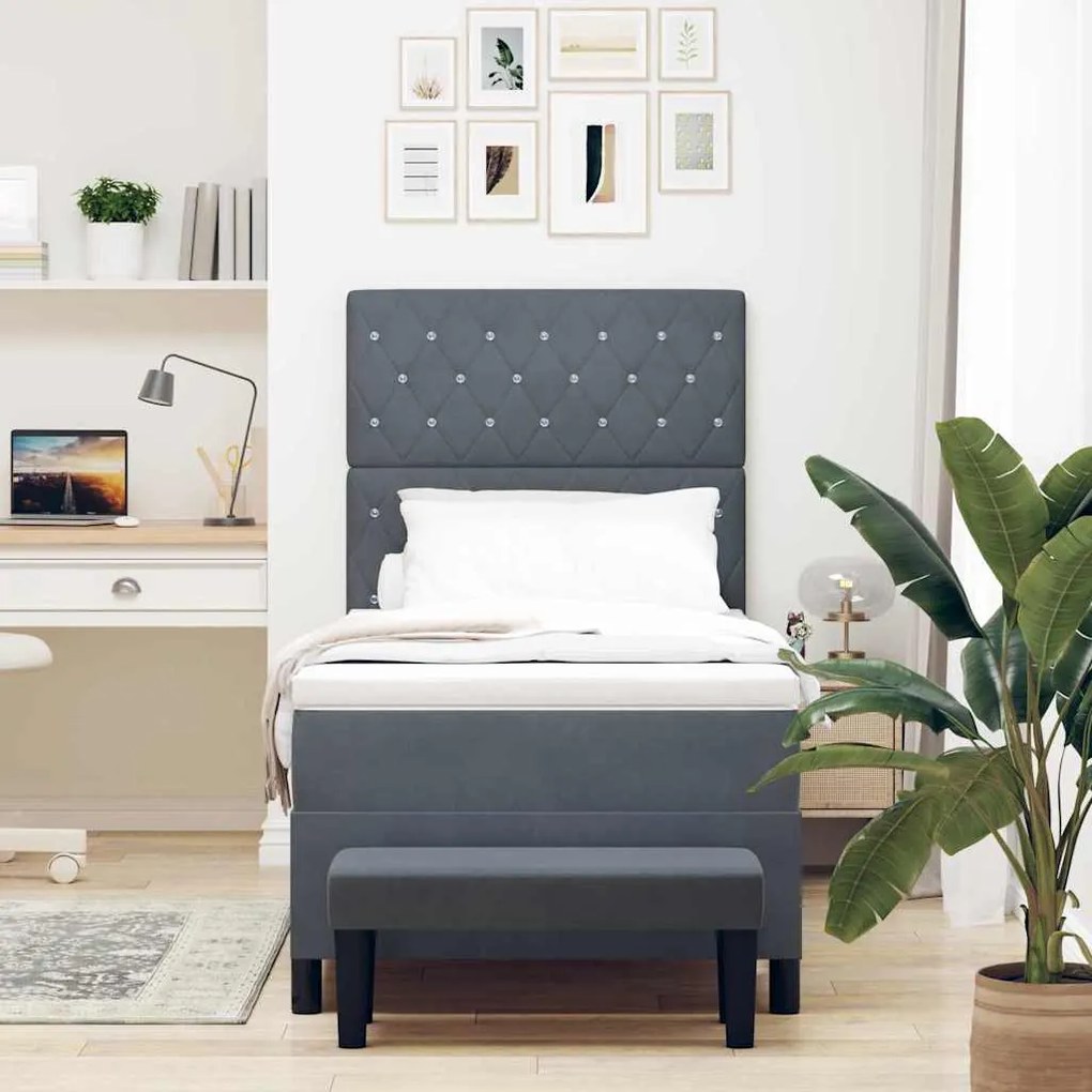 Postel s boxspringem s čelo Tmavě šedá 200 x 100 cm samet 3344427