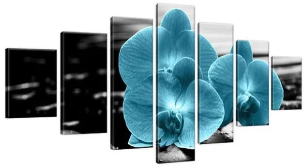 Obraz na plátně Tyrkysová orchidej a kameny 210x100cm 2398A_7A
