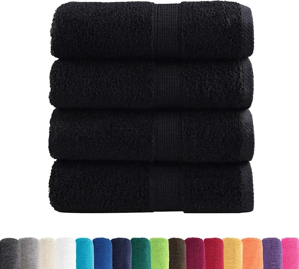 Premium ručníky SOLUND 4 ks černé 30 x 50 cm 600 g/m² 137423