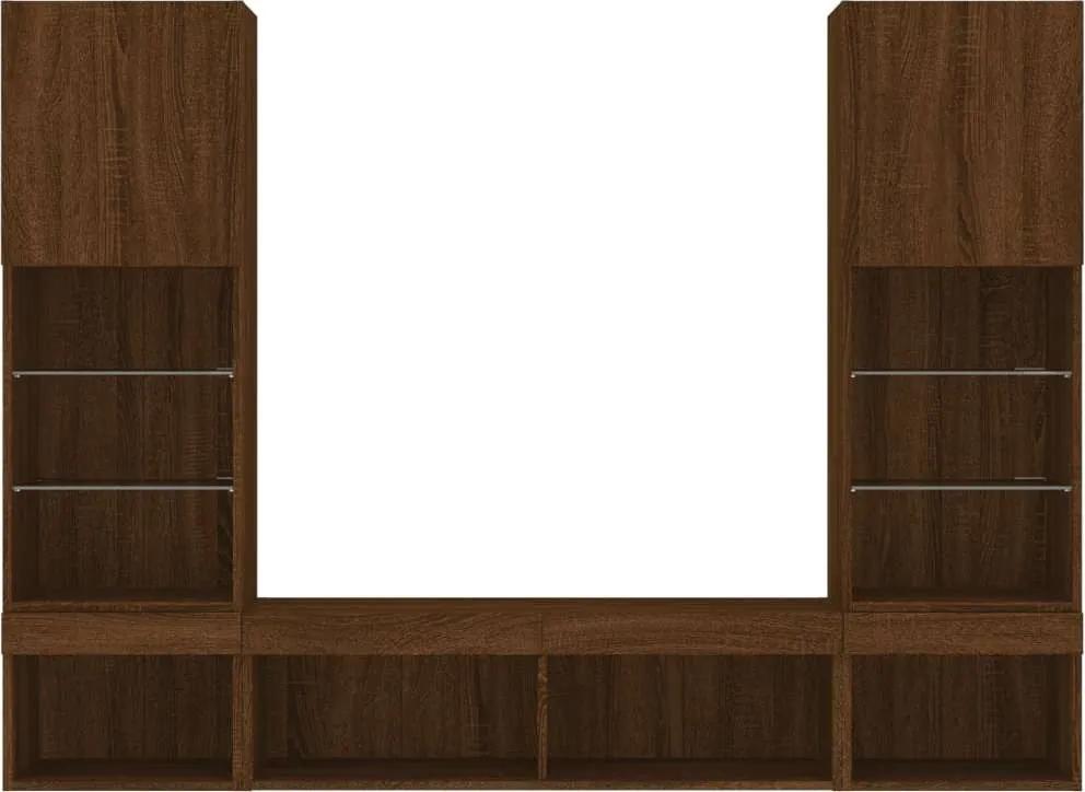 vidaXL 5dílná obývací stěna s LED kompozitní dřevo [3216696] Barva: Bílá