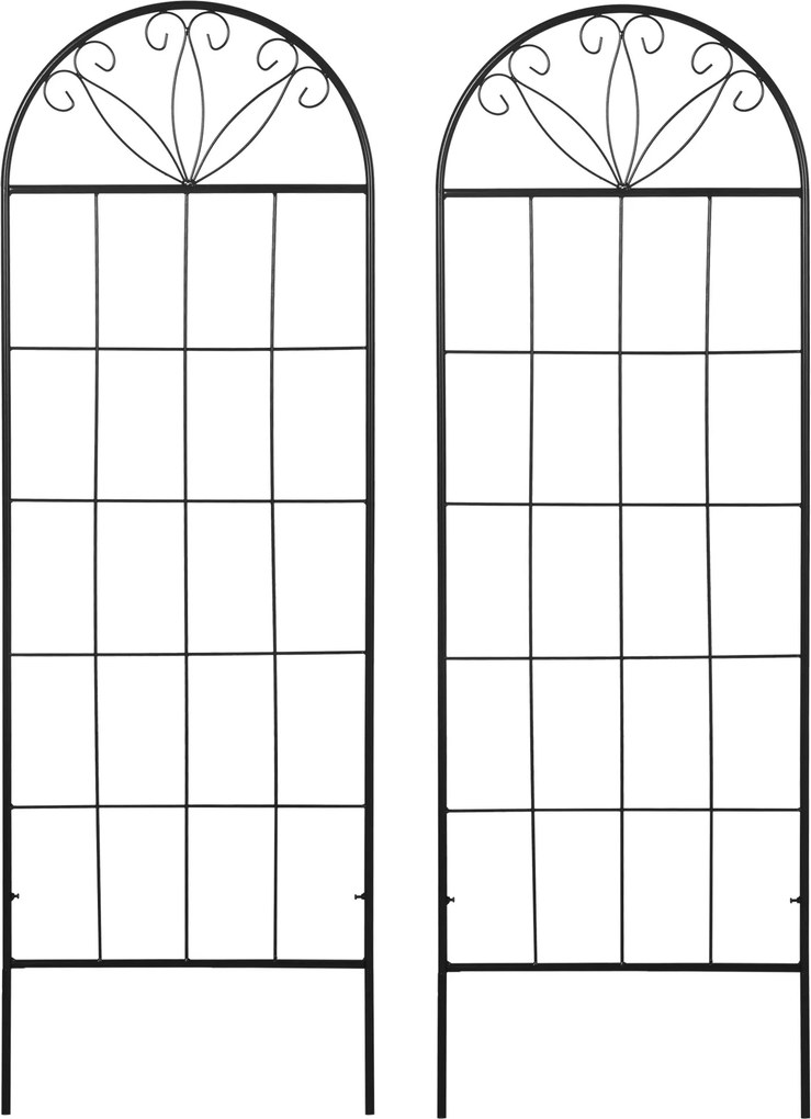 Sada 2 kovových zahradních treláží Outsunny pro popínavé rostliny - 51 x 152 cm černé