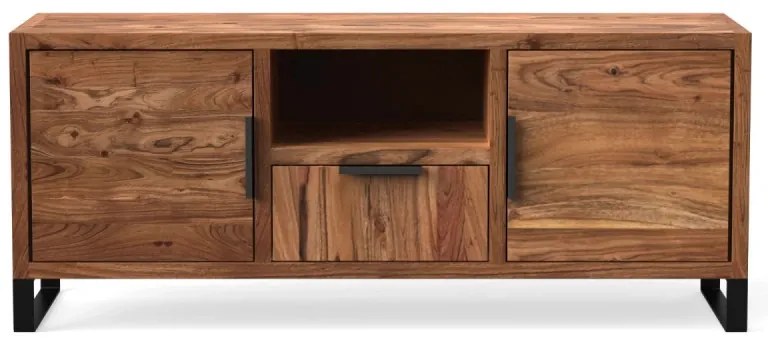 furniture-nabytek.cz - Masivní nástěnná jednotka Sidora z akácie, lakovaná, hnědá