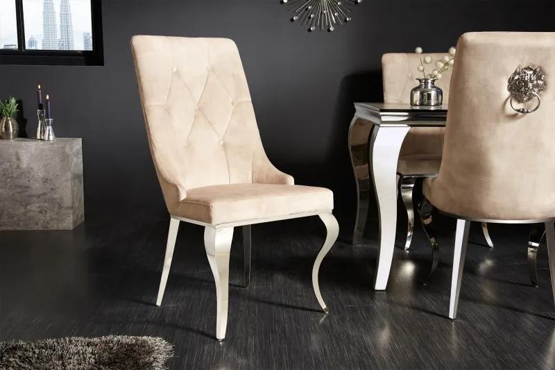 Noble Home Šampaňská sametová židle se lvem Modern Barock