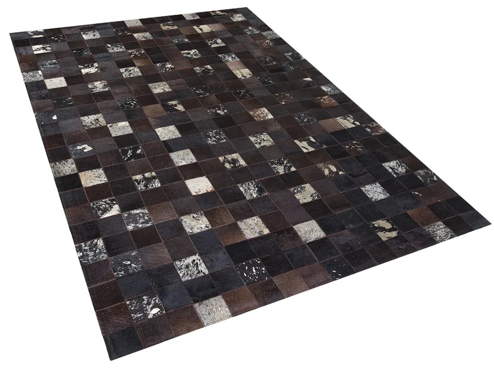 Hnědozlatý patchwork kožený koberec 160x230 cm - BANDIRMA