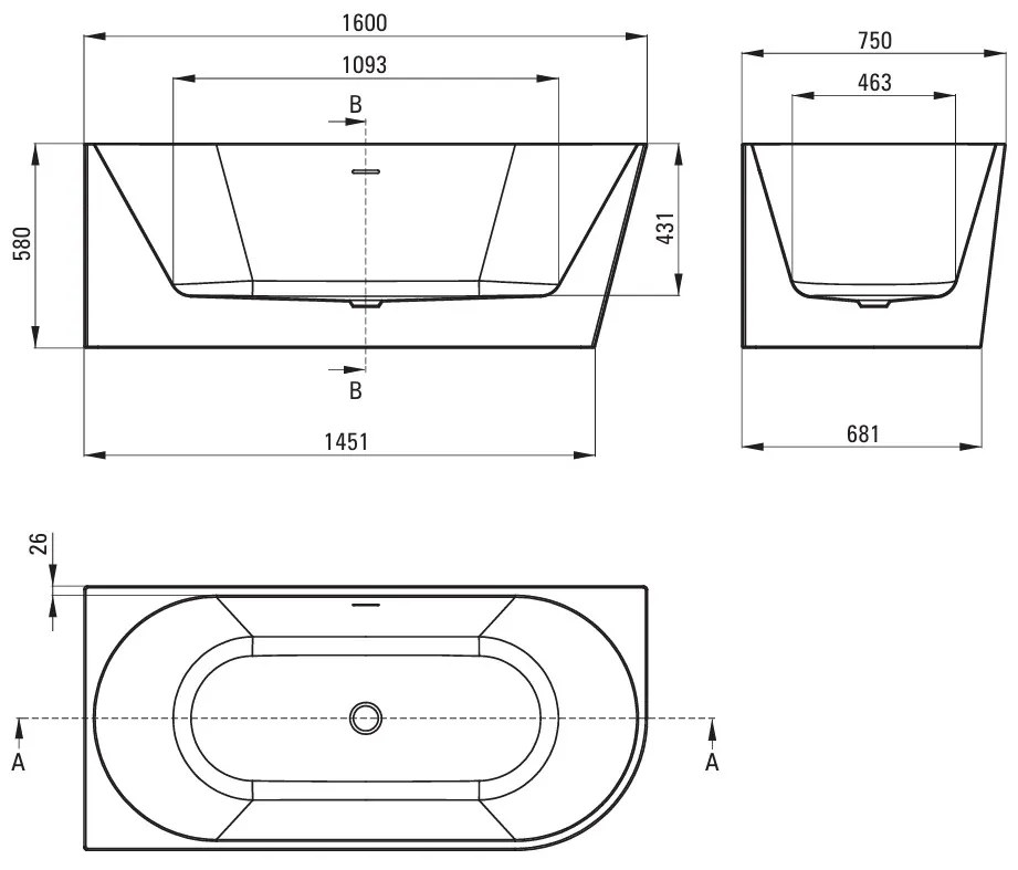 Deante Silia, volně stojící rohová vana ke stěně 160x75 cm, levá, bílá lesklá, DEA-KDS_016L