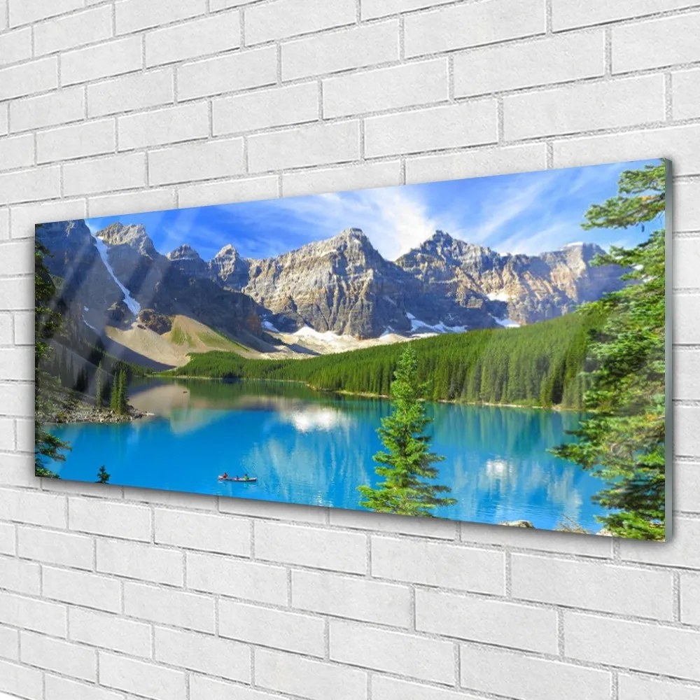 akrylový obraz Jezero Hora Les Krajina 125x50 cm