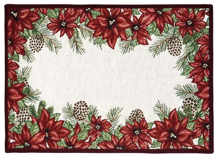 SCANquilt prostírání MOTIV vánoční hvězda červenozelená běhoun delší strana 100-170 cm