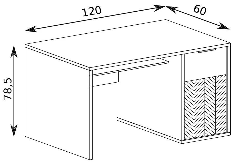 FONTI | psací stůl F-14 | 120 cm | dub karamel | s výsuvem na klávesnici