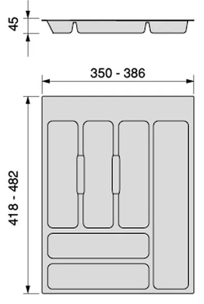 In-Design Příborník Optima 490 mm šedý - různé šířky Šířka příborníku (mm): 700 - 736