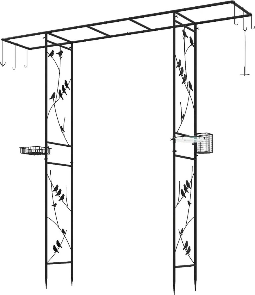 Costway Altánková krmná stanice 213 cm, robustní zahradní oblouk s miskou