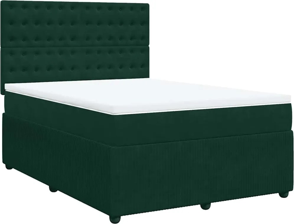 Box spring postel s matrací tmavě zelená 140x200 cm samet 3292373