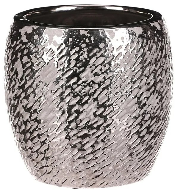 Keramický obal na květináč stříbrná Silver pr. 17 cm, stříbrná