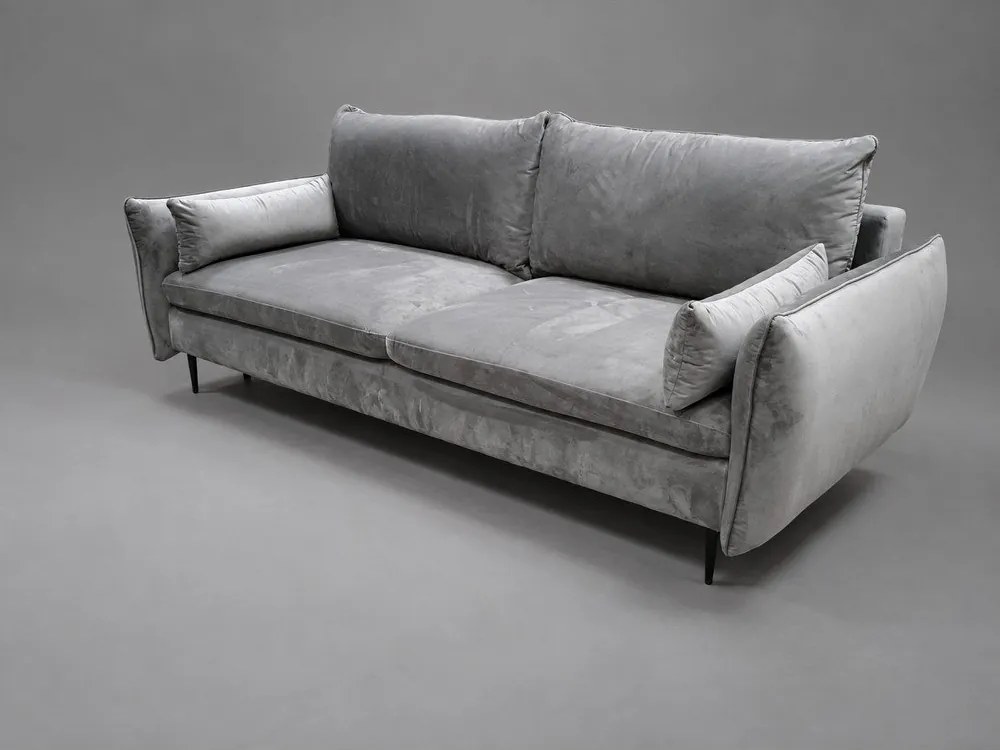Šedá sametová rozkládací/s úložným prostorem pohovka 222 cm Vermont - II. jakost – Cosmopolitan Design