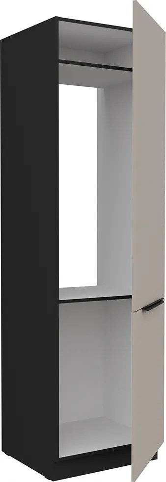 ARIA cb | vysoká skříňka 60 LO-210 2F na vestavnou lednici | 60 cm | ANTI FINGERPRINT povrch | černá/béžová