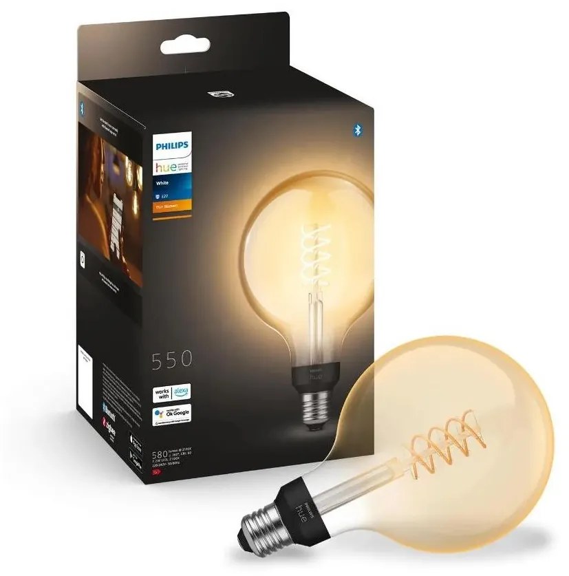 Philips LED Stmívatelná žárovka Philips Hue WHITE FILAMENT G125 E27/7W/230V 2100K P5182