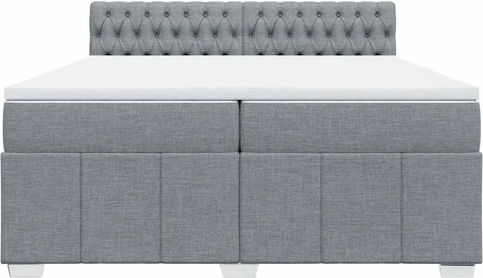 Box spring postel s matrací světle šedá 200 x 200 cm textil 3289482