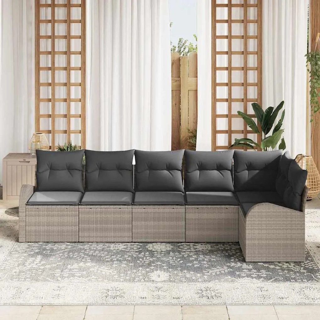 Sada zahradních pohovek 6 pcs Světle šedá Poly ratan 3346062