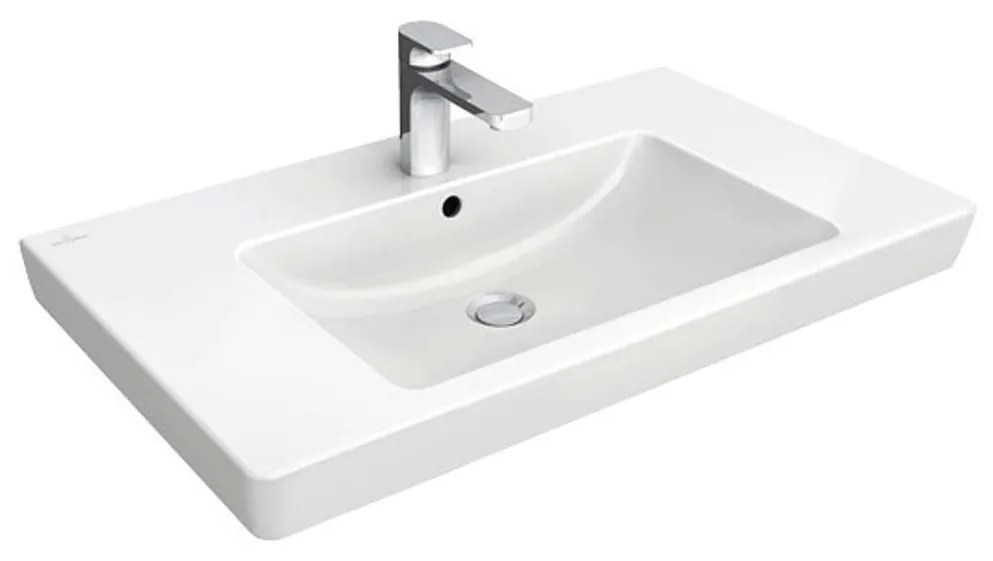 Villeroy & Boch Subway 2.0 - Umyvadlo 80x47 cm, s přepadem, otvor pro baterii, alpská bílá 71758G01