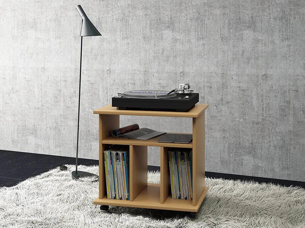 VCM Pojízdný stolek na gramofon + LP, buk