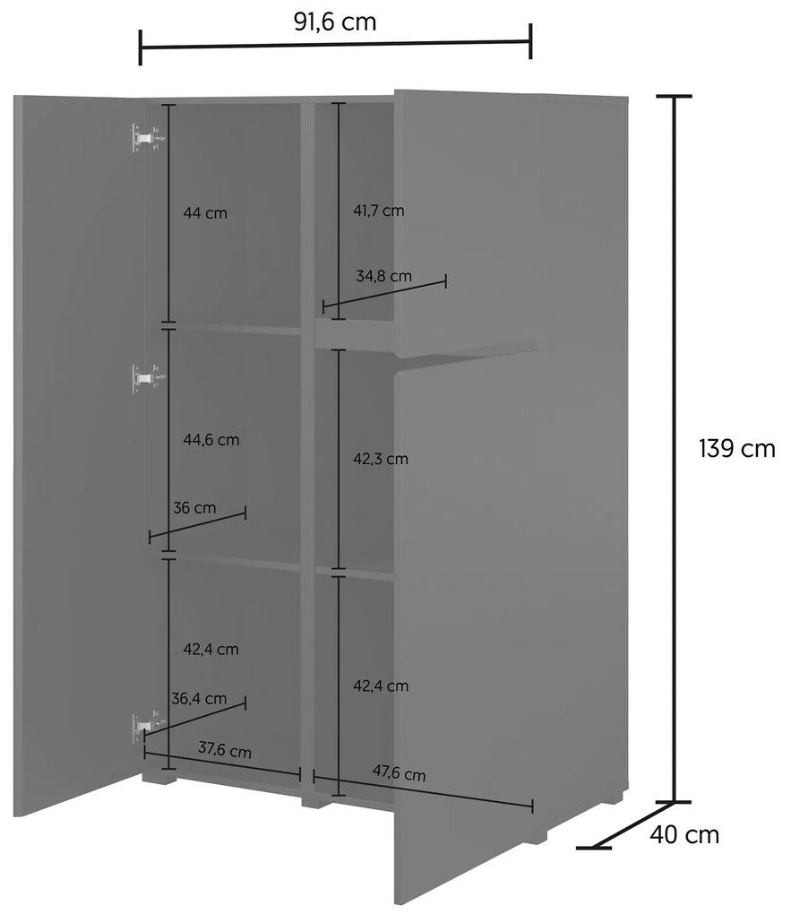 Helvetia Vysoká komoda Asymetric v černém matu