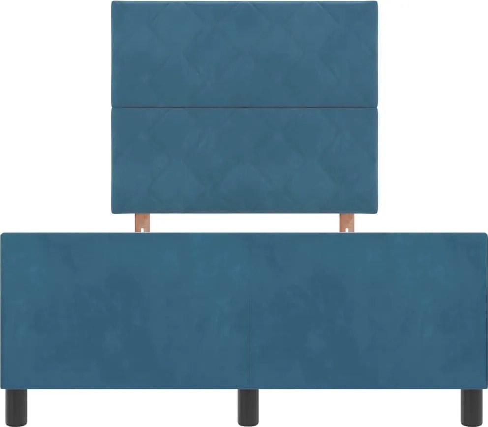 Postel s boxspringem s čelo Tmavě modrá 120 x 200 cm samet 3345003