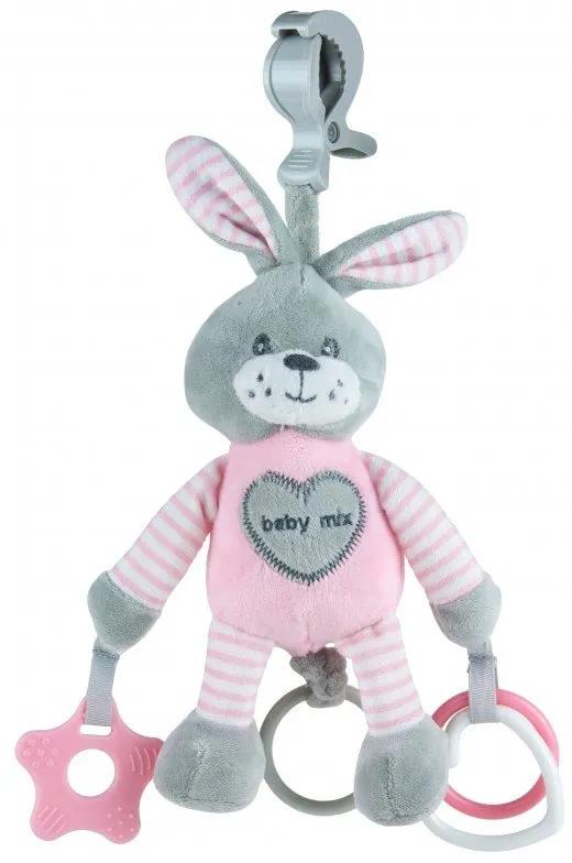 Baby Mix Plyšová hračka s klipem a vibrací králík růžová