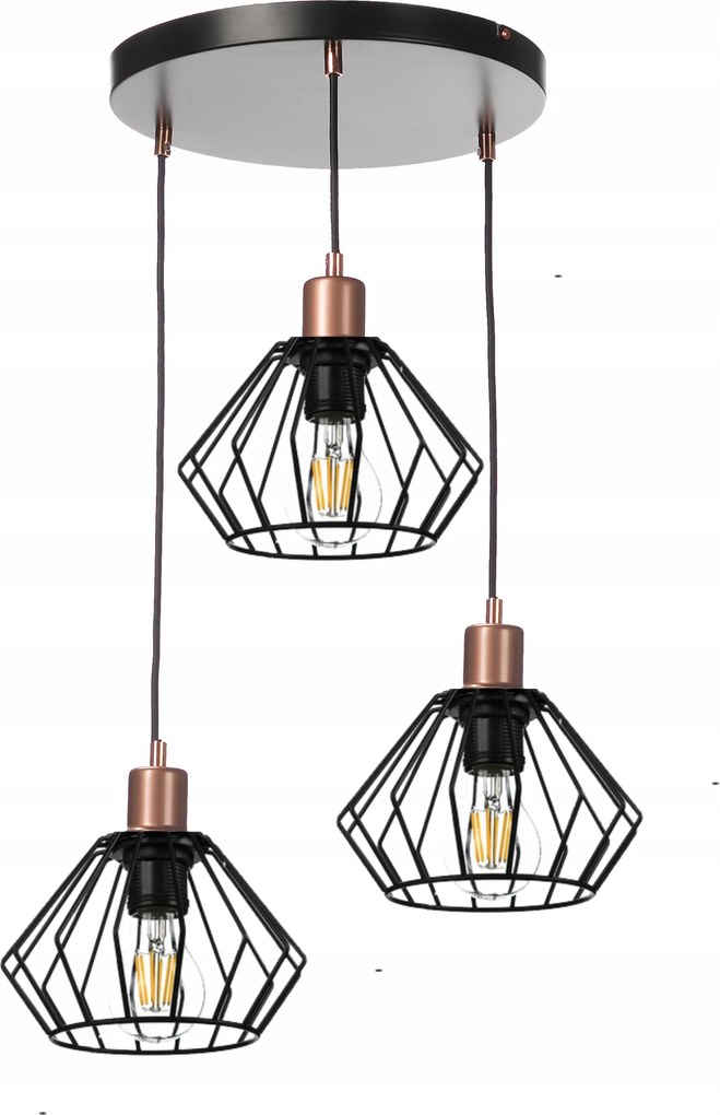 Závěsná lampa Loft Industrial Tokio Černá Měděná Led E27