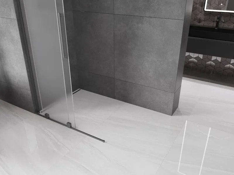 Mexen Velar L, posuvná sprchová zástěna Walk-in 120 x 200 cm, 8mm sklo námraza, broušený grafit, 871-120-003-33-95