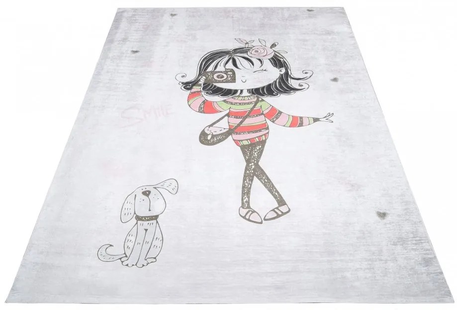 Dětský koberec do dívčího pokojíčku s paní a pejskem Šířka: 160 cm | Délka: 220 cm