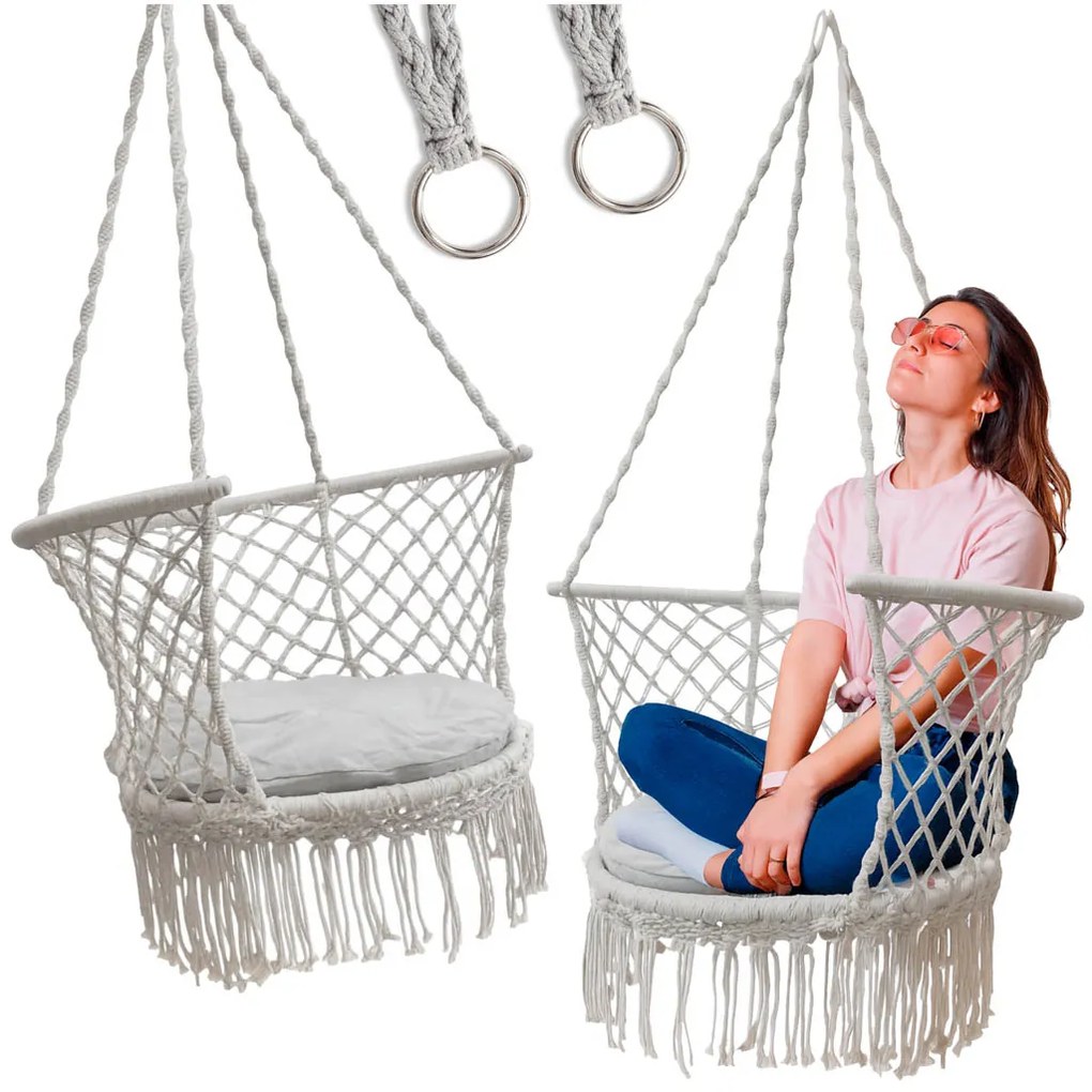Creative Corner Zahradní houpačka Čapí hnízdo s opěradlem šedá 80 cm 150 kg
