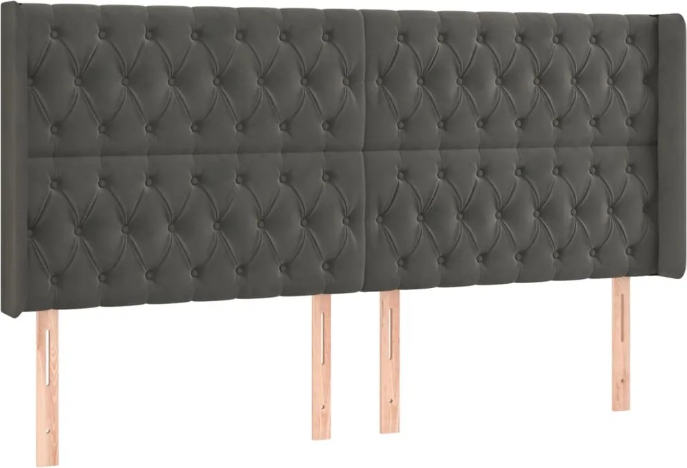Box spring postel s matrací a LED tmavě šedá 180x200 cm samet 3139758