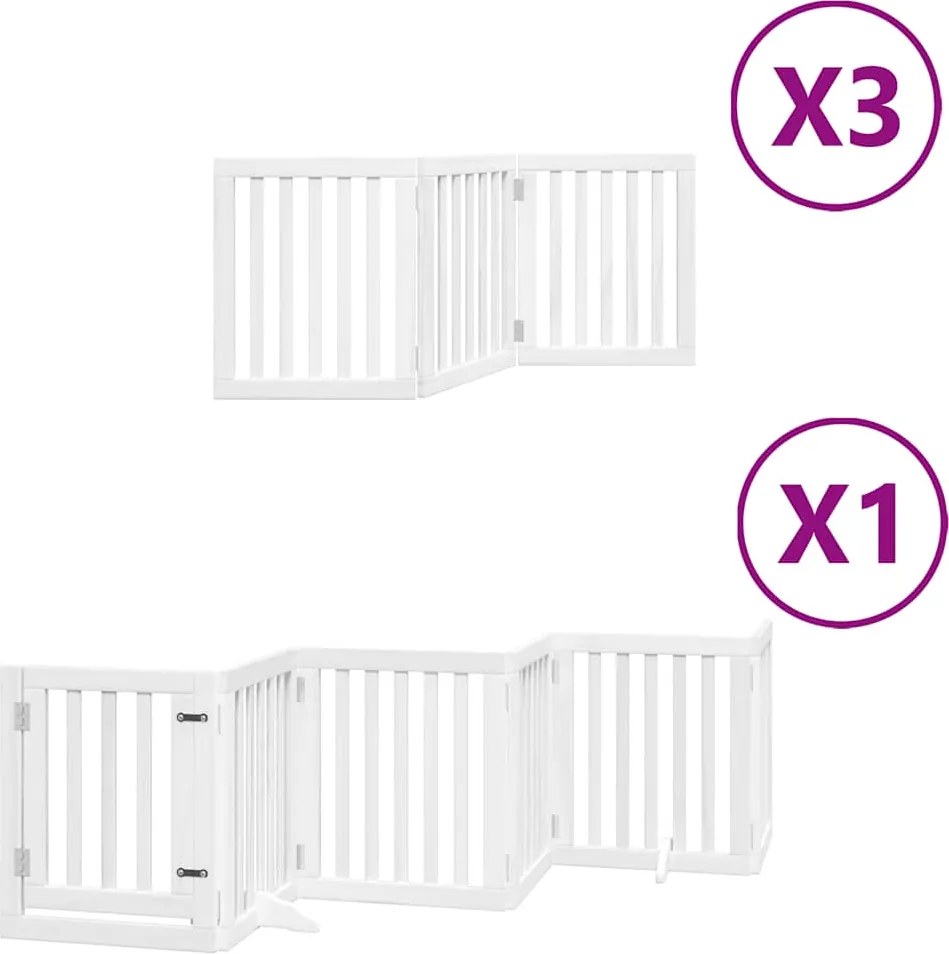 Zábrana pro psy s dvířky skládací 15 panelů bílá 750 cm topol 3155649