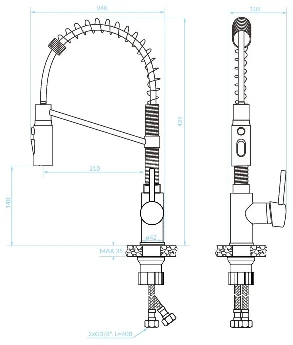 Kuchinox Serpen, vysoká dřezová baterie, chromová, LAV-BKP_06SD