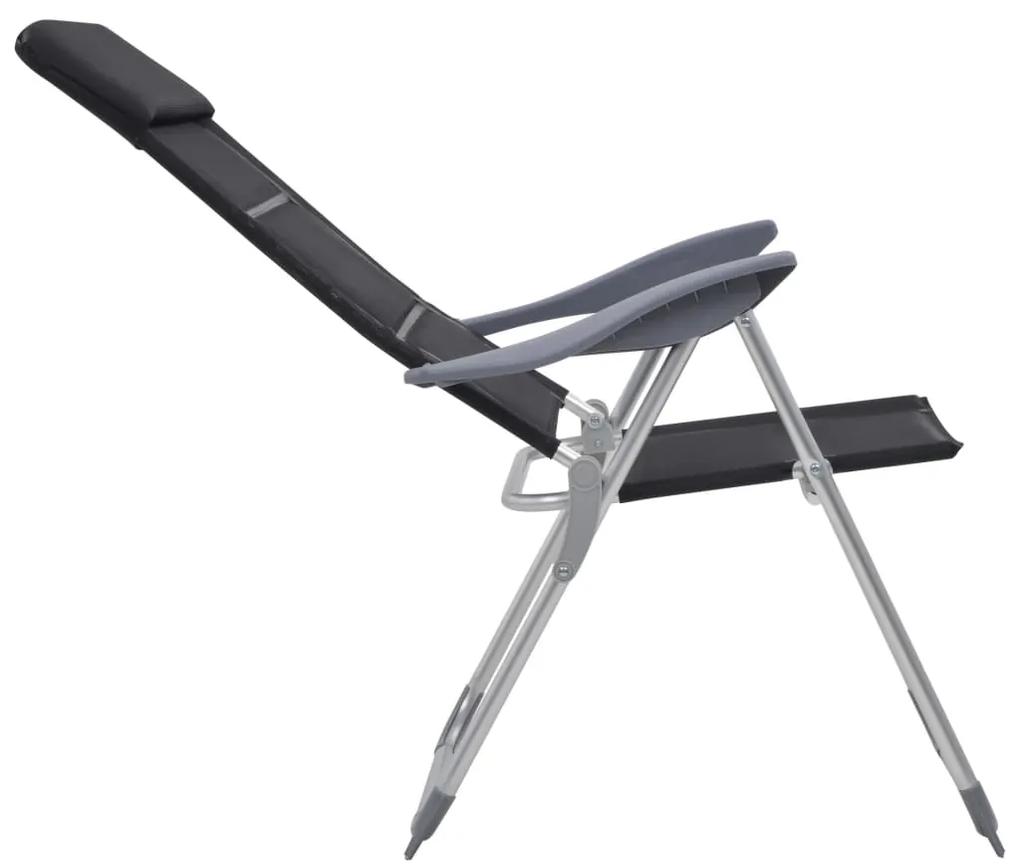vidaXL Kempingové židle z hliníku 2 ks 58 x 69 x 111 cm černé