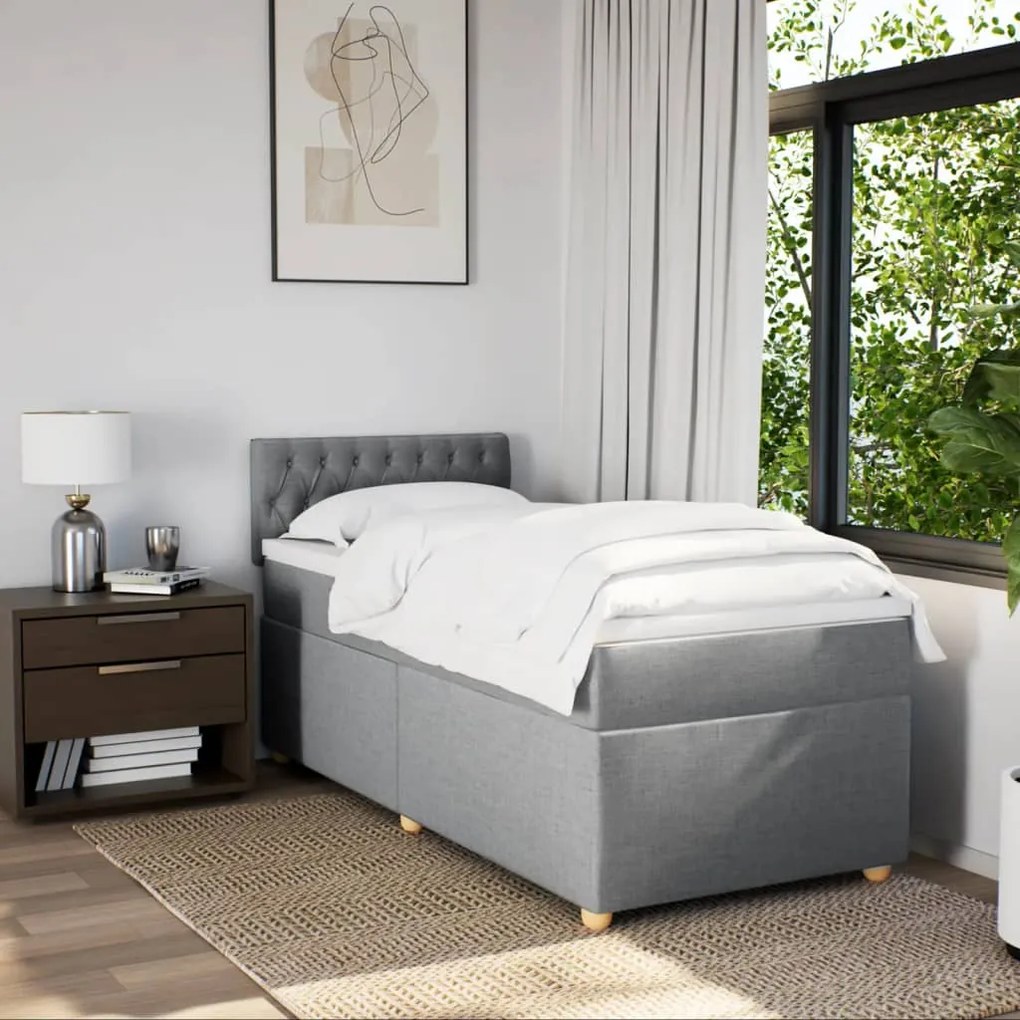 Box spring postel s matrací světle šedá 80 x 200 cm textil 3288814